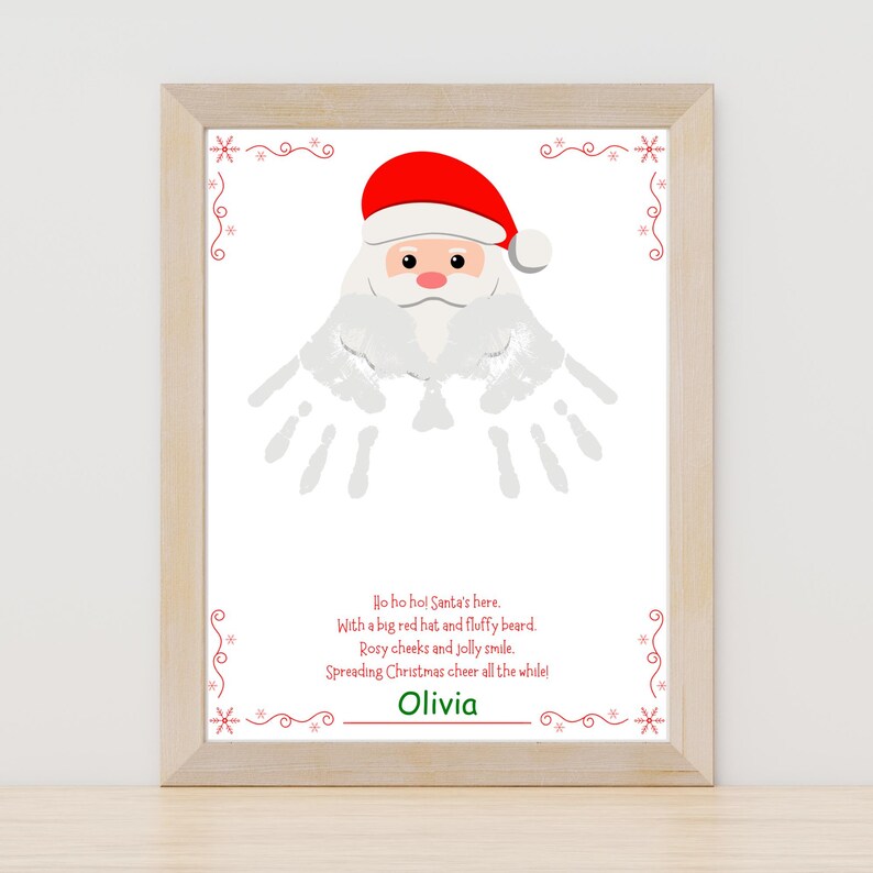 Santa Handprint Craft Printable: Kids Christmas Keepsake Gift (instant ...