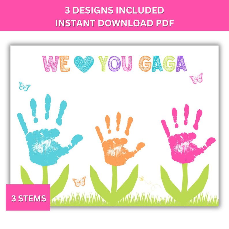 Mother's Day Handprint Art: Gaga Flower Gift (PDF Download) - Etsy