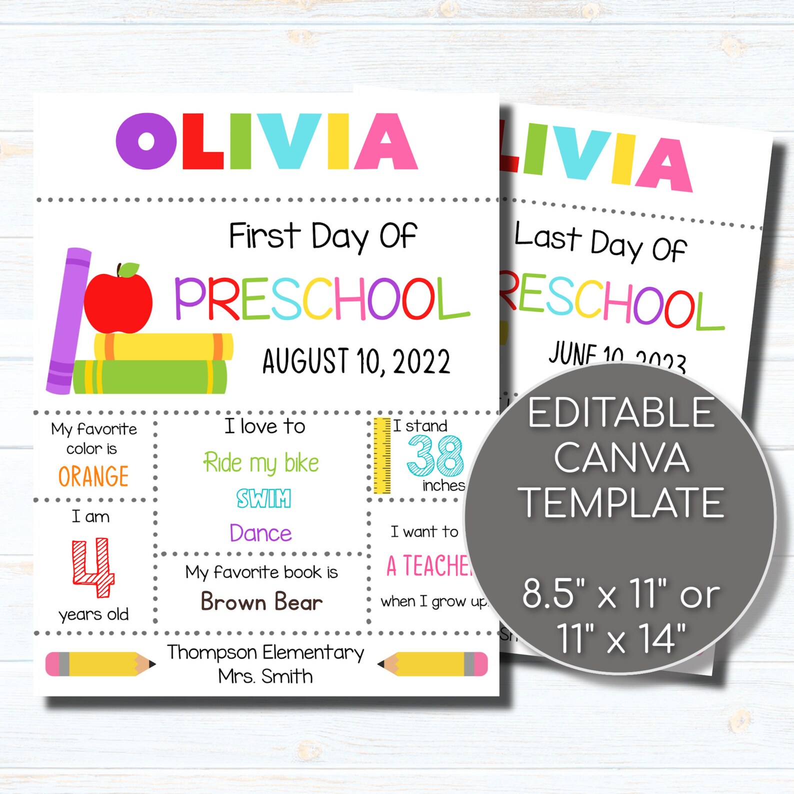 Canva School Sign Editable First Day of School Sign Editable - Etsy
