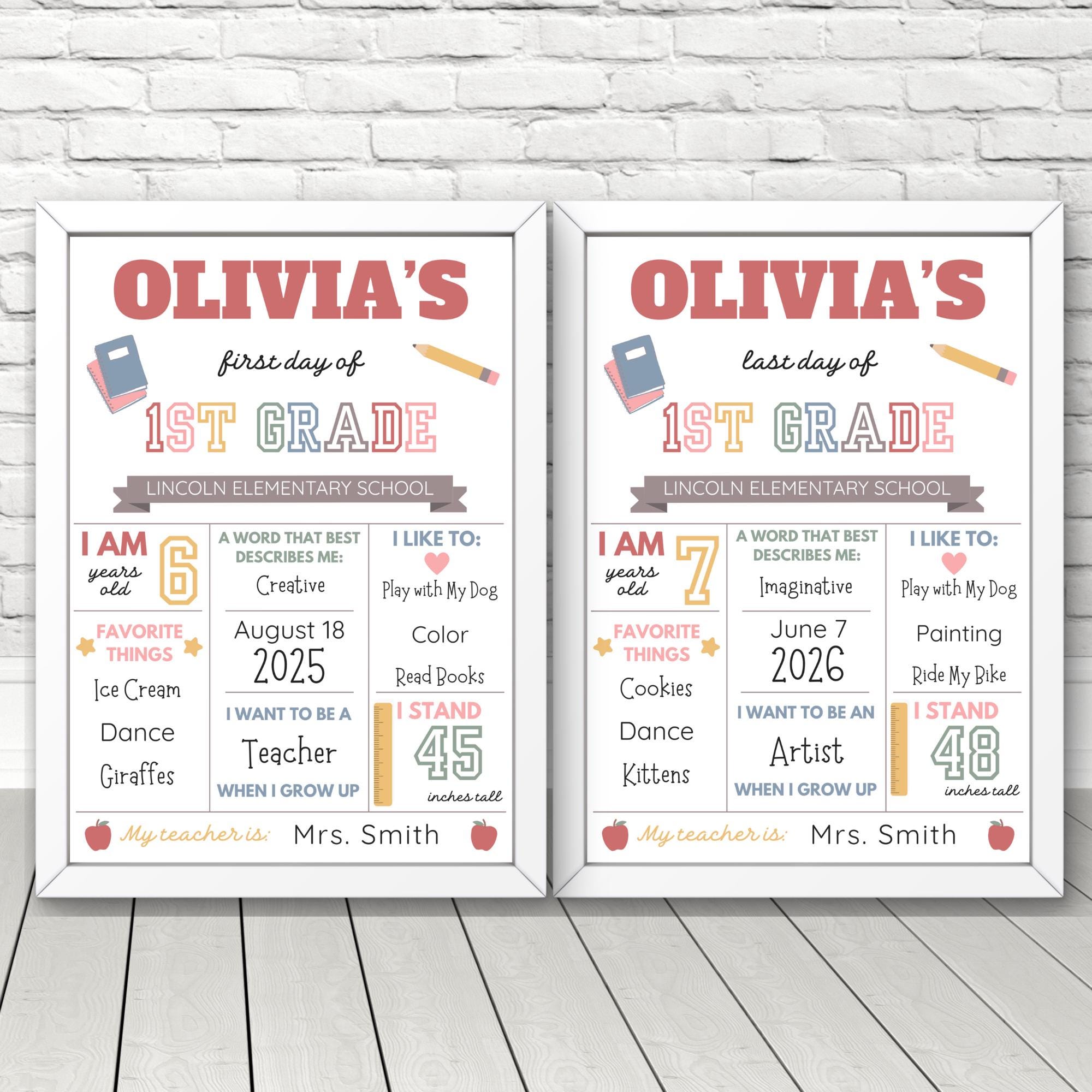 Editable First & Last Day of School Sign Canva Template (digital ...