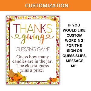 Thanksgiving Guessing Game Printable, Candy Jar Activity, Fall Harvest ...