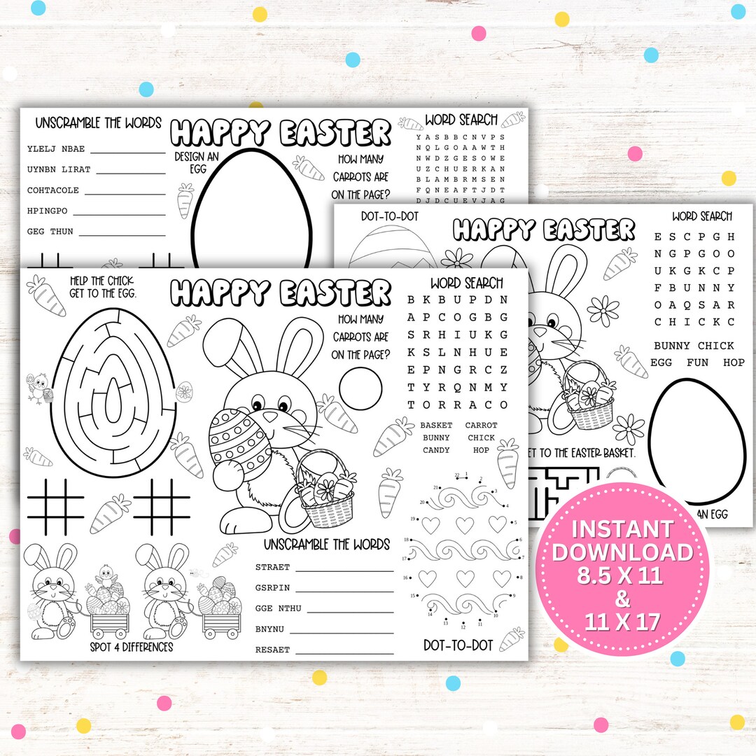 Easter Activity Mat Printable Easter Games for Kids Instant Download ...
