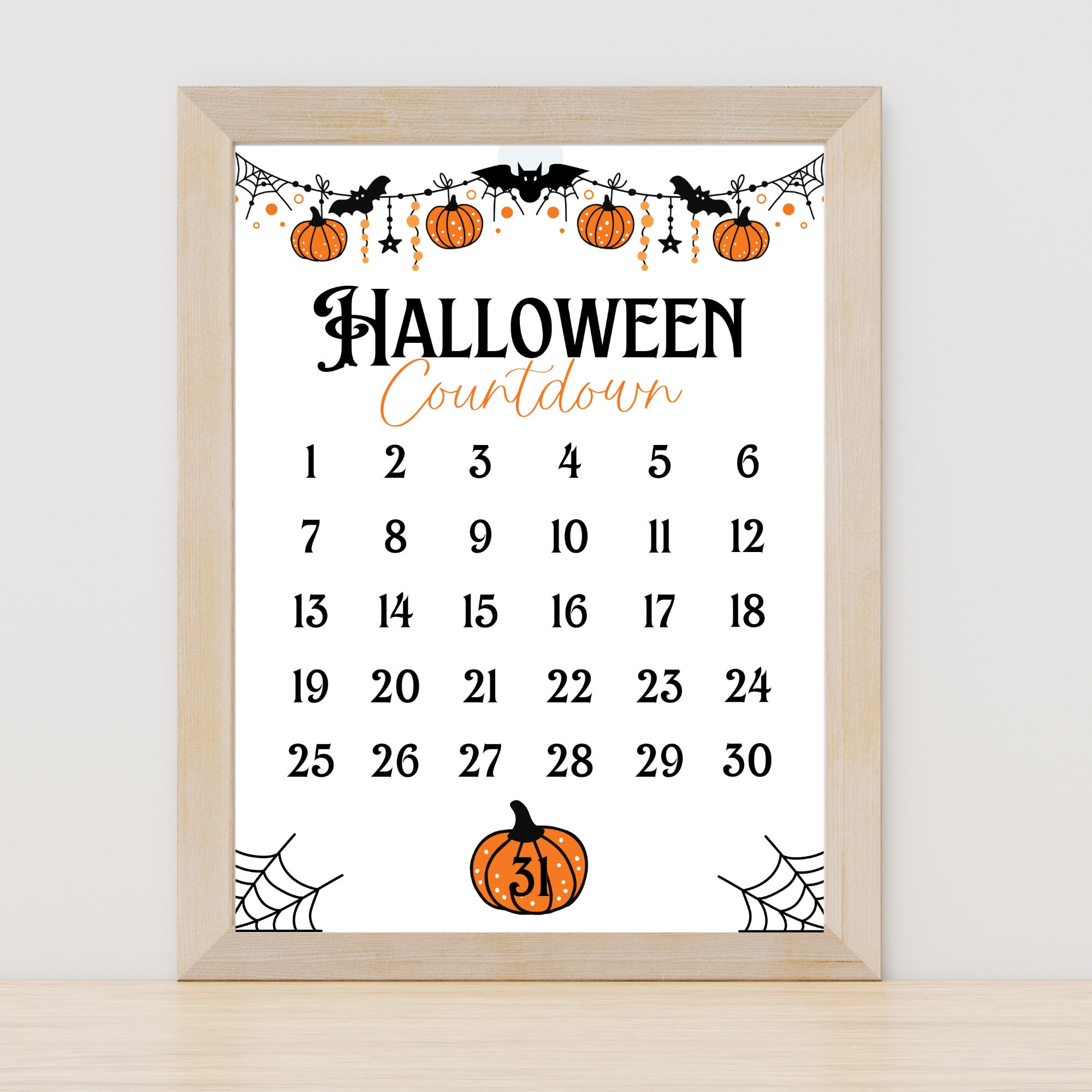 Halloween Countdown Printable | Halloween Decor | Instant Download PDF ...
