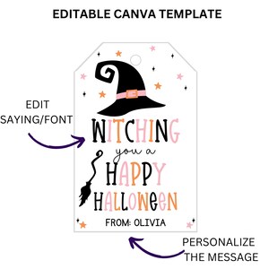Printable Witching You A Happy Halloween Gift Tag Halloween - Etsy Canada