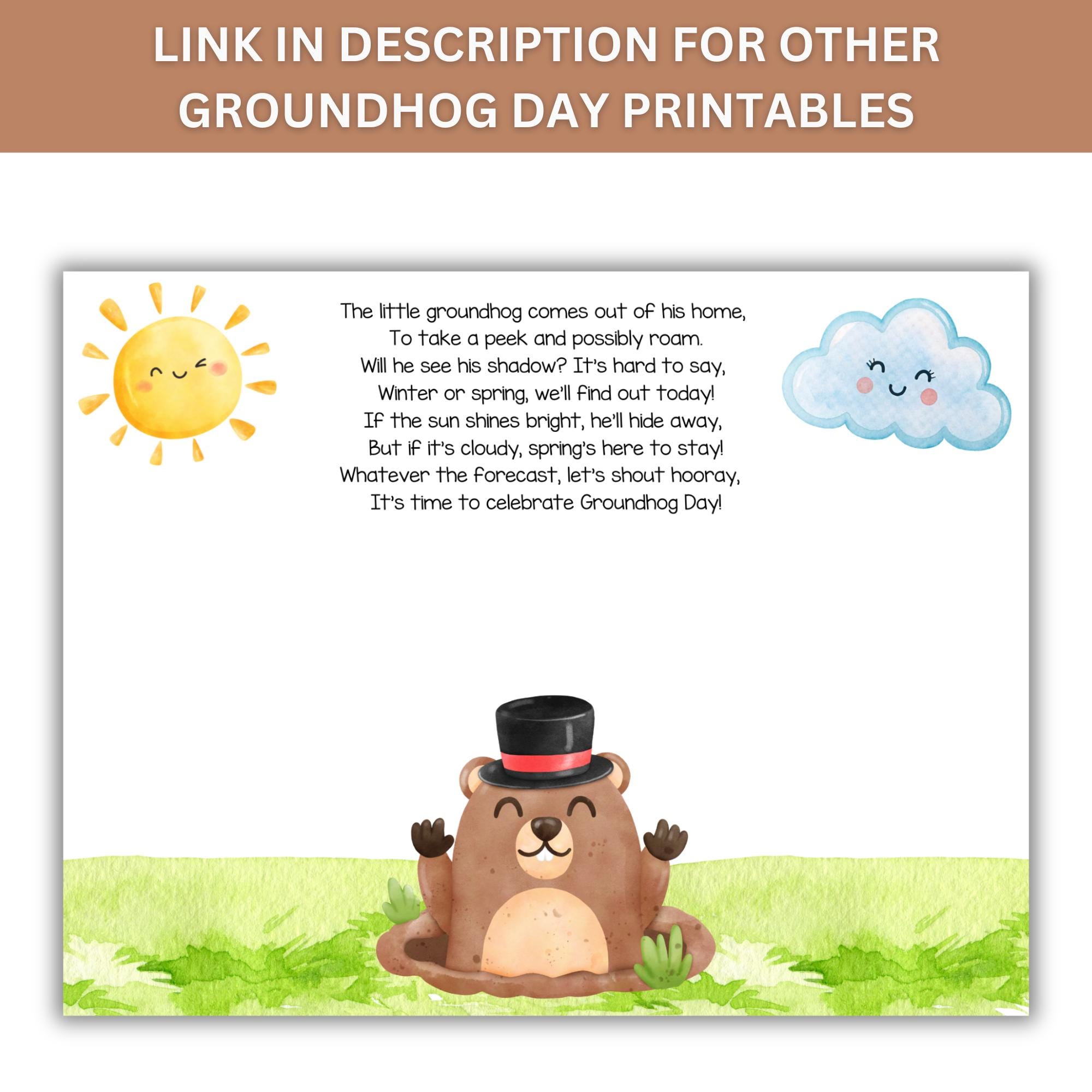 Groundhog Day Handprint Craft: Poem Printable (instant Download) - Etsy