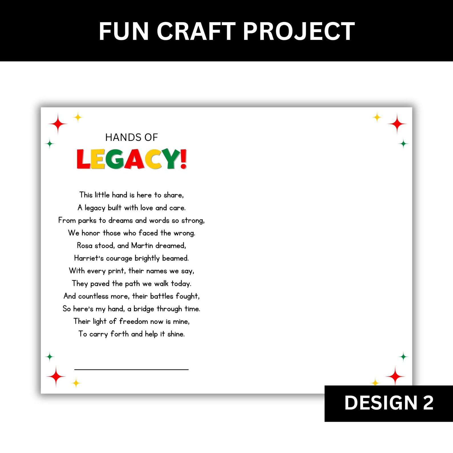 Black History Month Handprint Poem - "hands of Legacy" Kids Craft ...