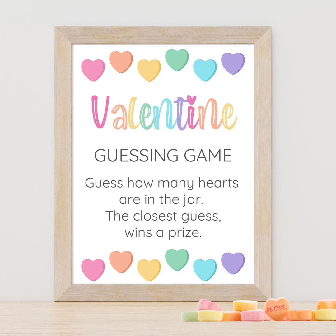 Valentine Guessing Game | Guess the Hearts in the Jar | Printable ...