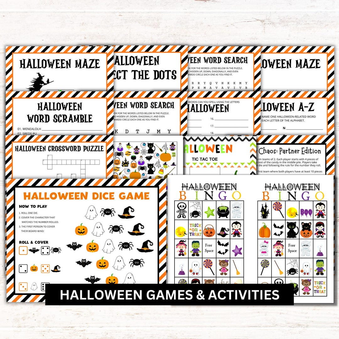 Printable Halloween Bingo & Kids Game Bundle: Classroom Party Games ...