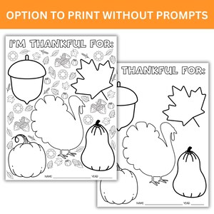 Thanksgiving "i'm Thankful For" Coloring Sheet Printable - Gratitude ...
