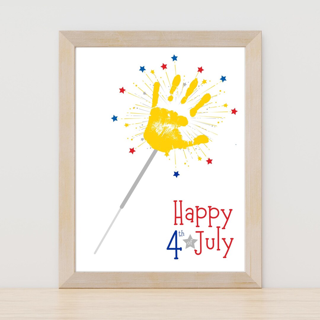 Fourth of July Sparkler Handprint Printable | Independence Day Craft ...