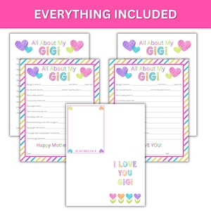 All About My Gigi Printable: Mother's Day Card (instant Download) - Etsy