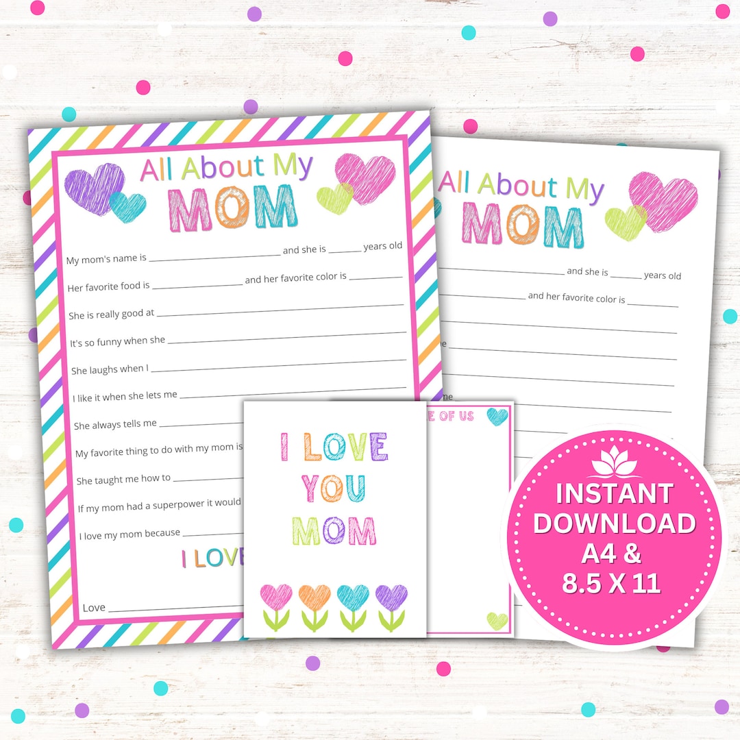 Mother's Day Gift - All About My Mom Printable - Instant Download PDF ...