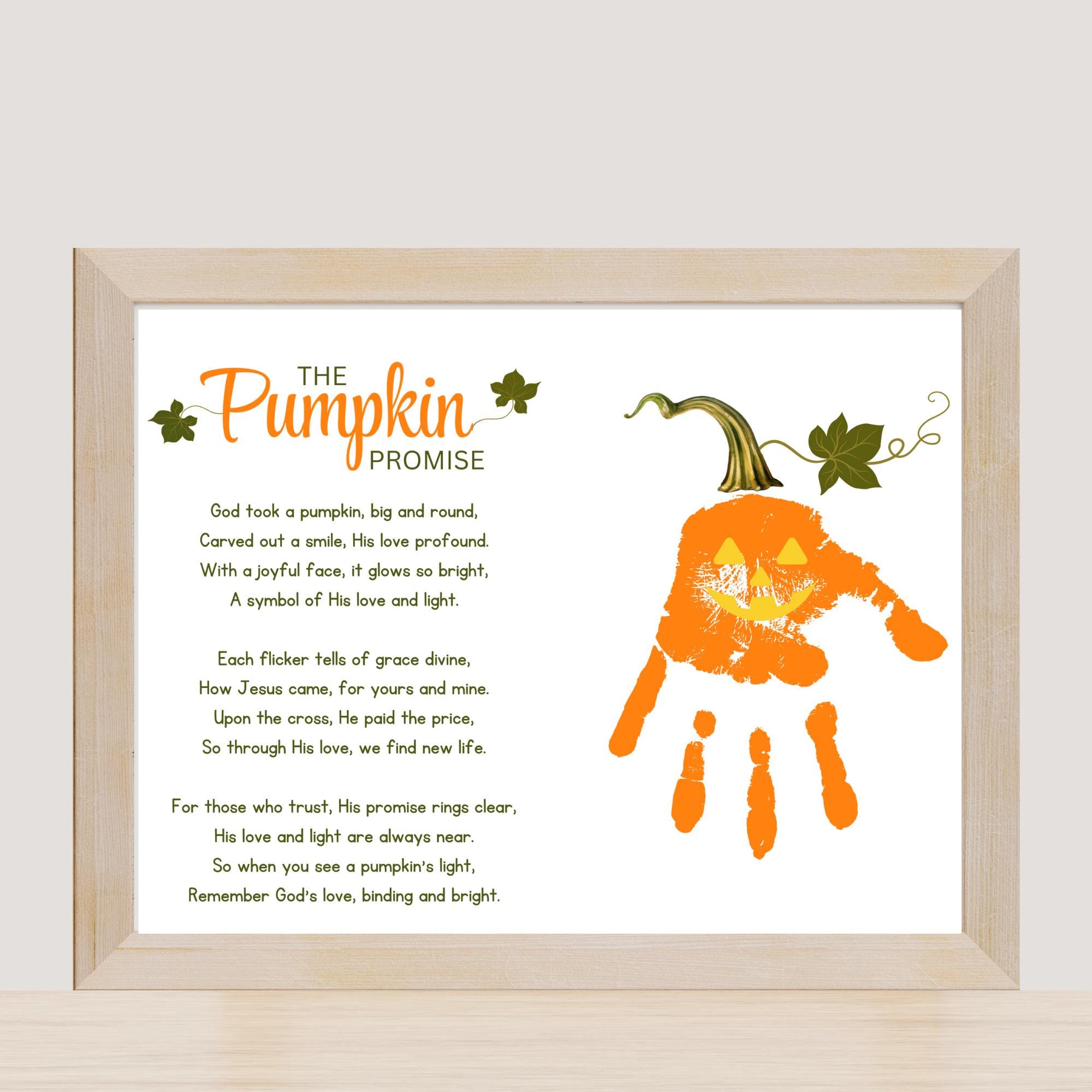 Pumpkin Promise Handprint Craft: Christian Fall Activity (digital ...