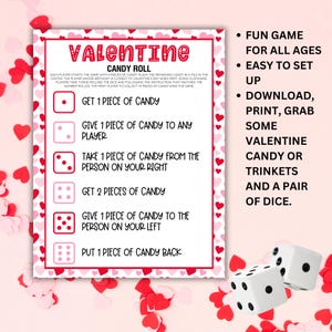 Valentine's Day Party Game Printable | Candy Dice Game | Instant ...