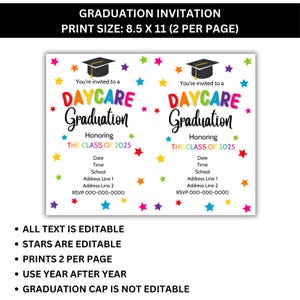 Daycare Graduation Bundle, Editable Canva Graduation Set, Daycare ...