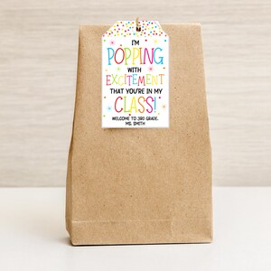 Popping With Excitement Tags, Editable School Tag, Welcome Back Popcorn ...