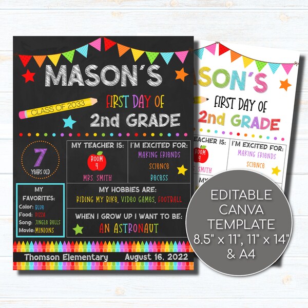 First Day Chalkboard - Etsy