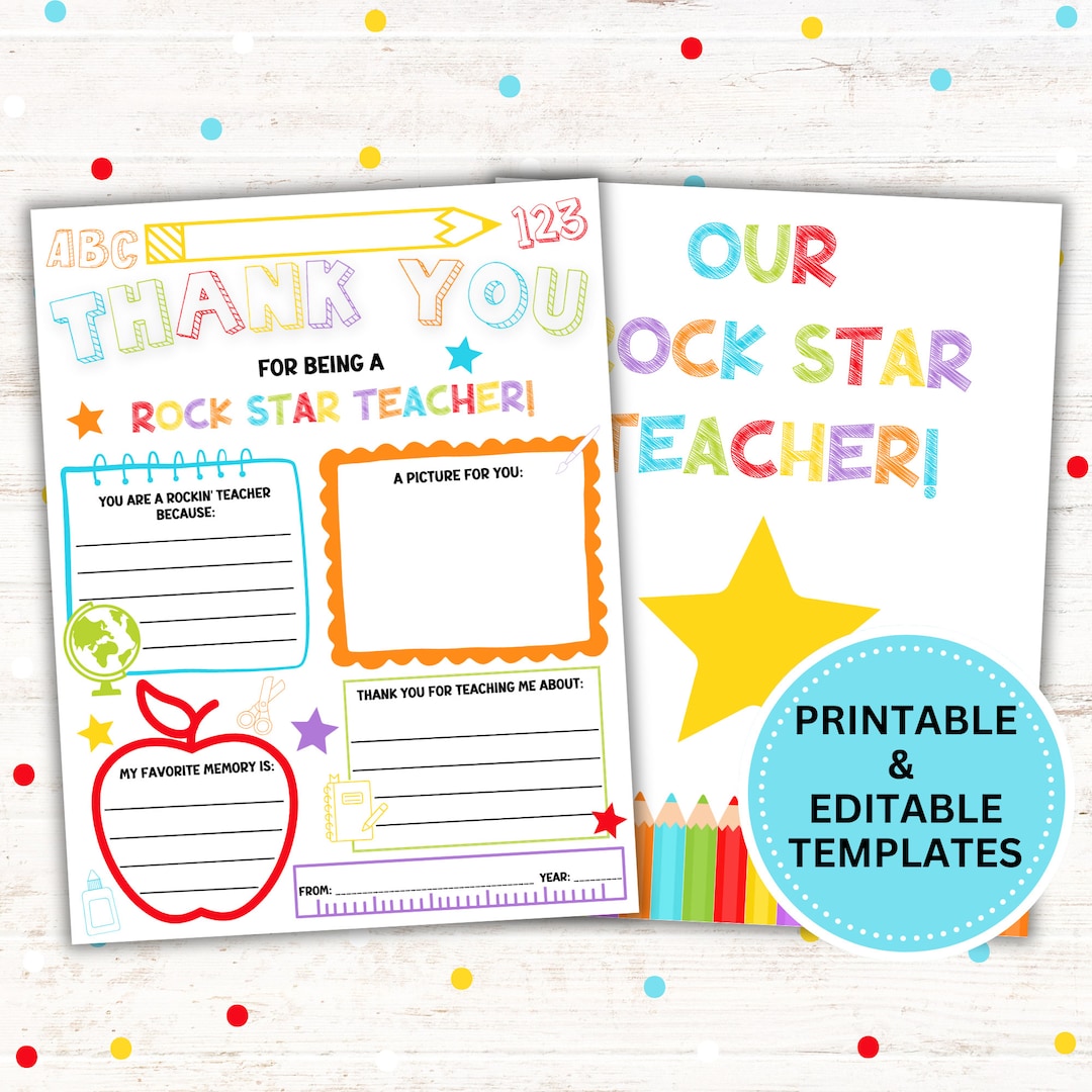 Teacher Appreciation Week Printable, Rock Star Teacher Thank You ...