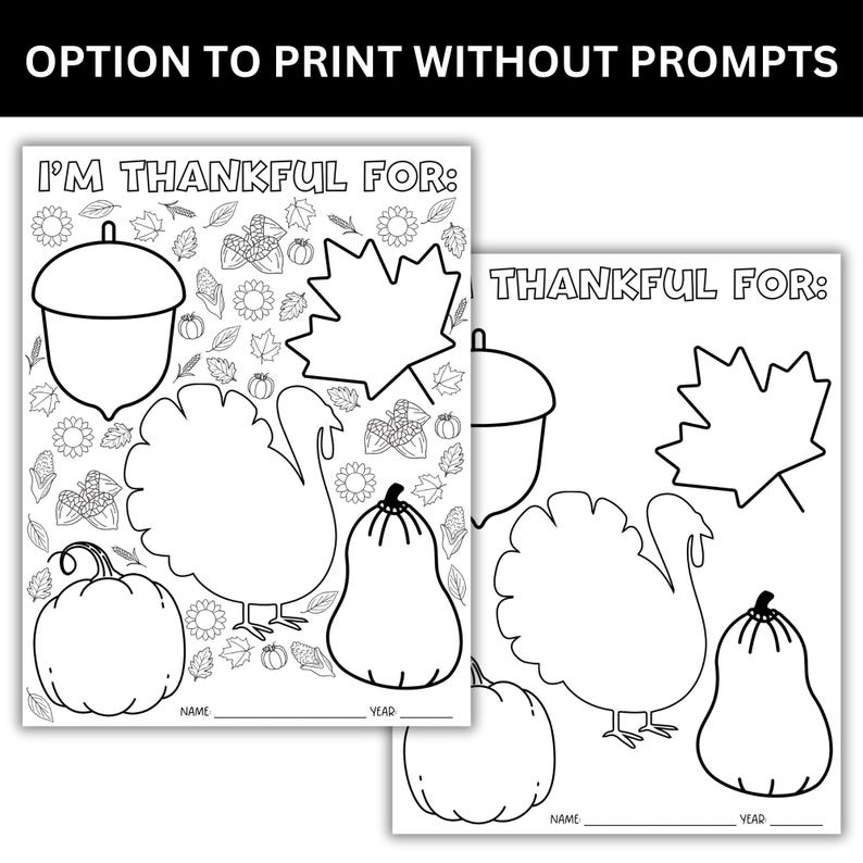 Thanksgiving "i'm Thankful For" Coloring Sheet Printable - Gratitude ...