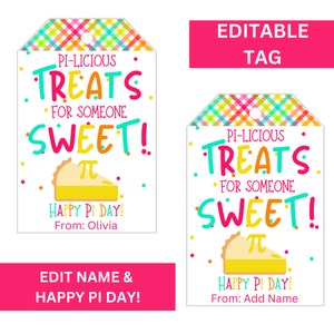 Pi Day Gift Tags, Printable Pie Day Treat Tag, Pi Day Fun, March 14th ...