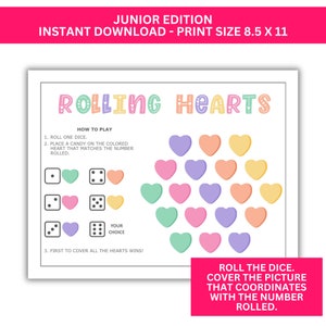 Valentine's Day Printable Games, Classroom Valentine Party, Rolling ...