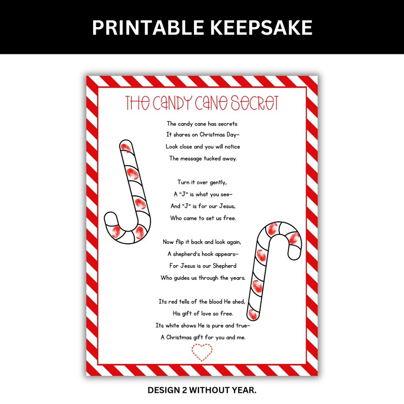 Candy Cane Poem Printable | Christian Christmas Craft for Kids ...