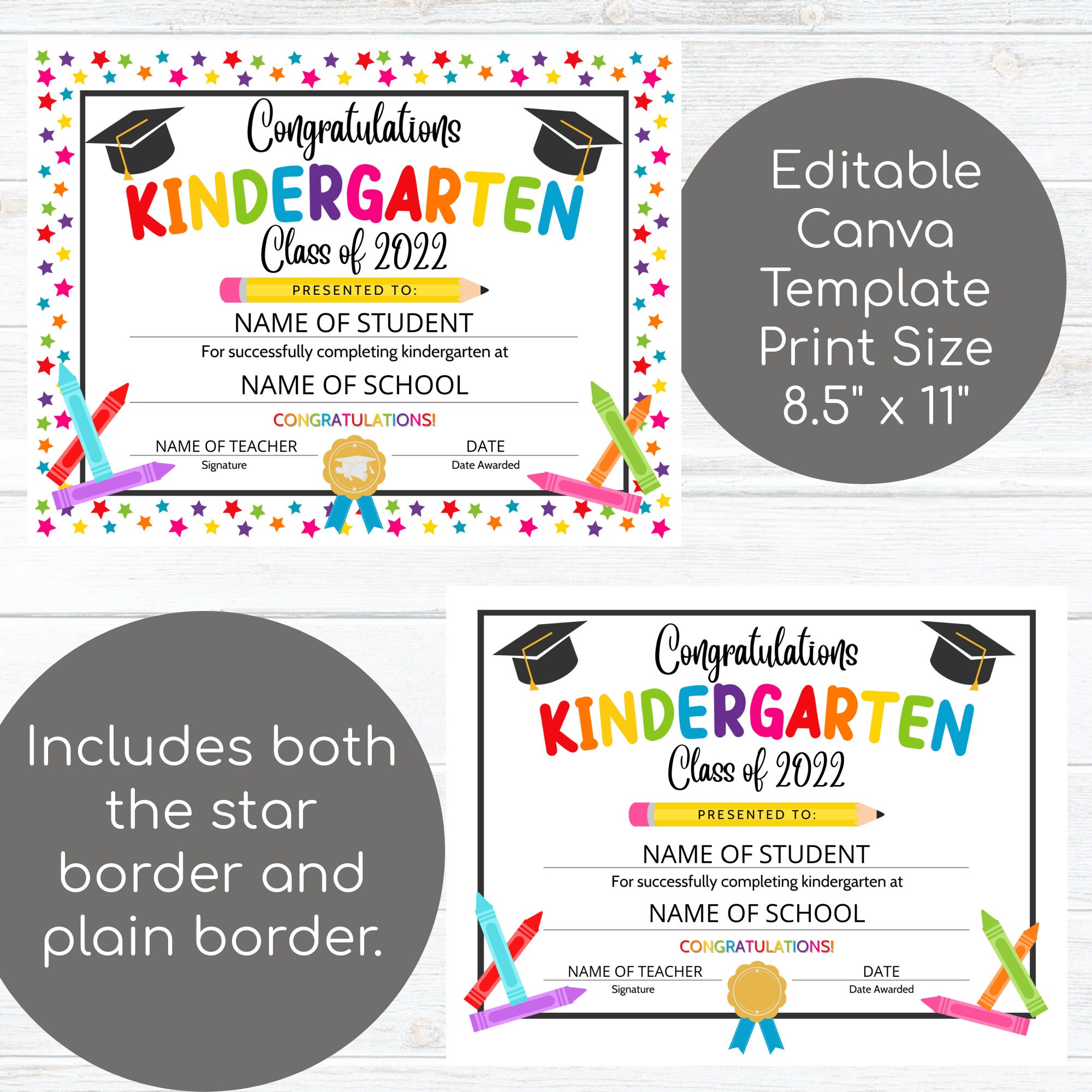 Editable Kindergarten Graduation Certificate Kindergarten - Etsy