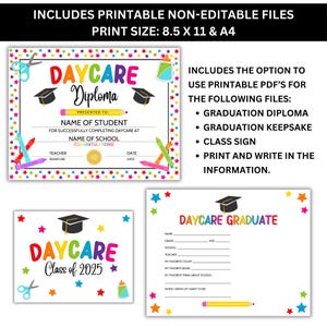 Daycare Graduation Bundle, Editable Canva Graduation Set, Daycare ...