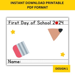 First Day of School Handprint Craft Printable, Back to School Pencil ...