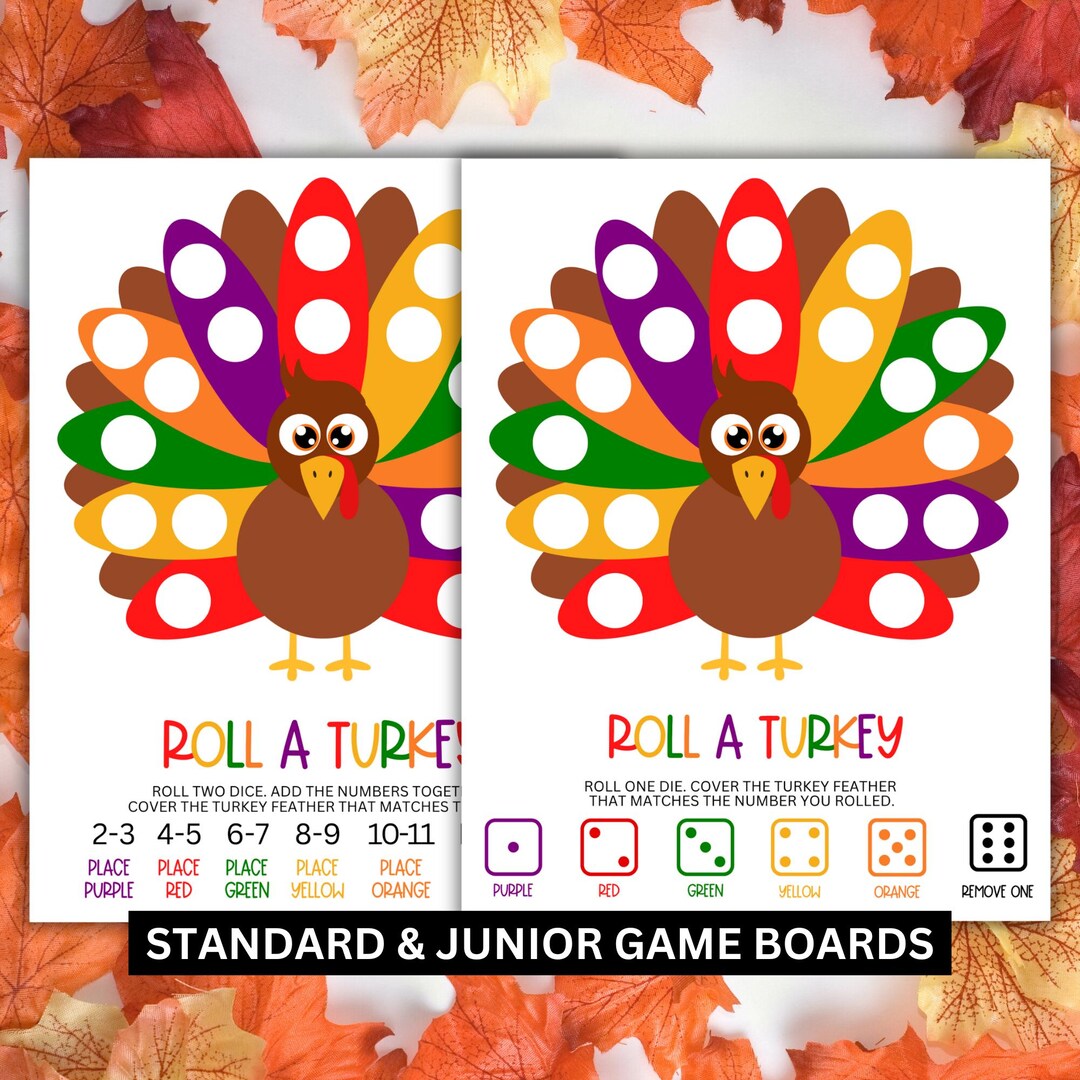 Roll a Turkey Thanksgiving Game: Printable Activity (instant Download ...