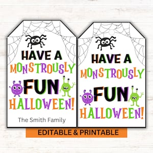Halloween Gift Tag | Build a Monster | Editable & Printable Halloween ...