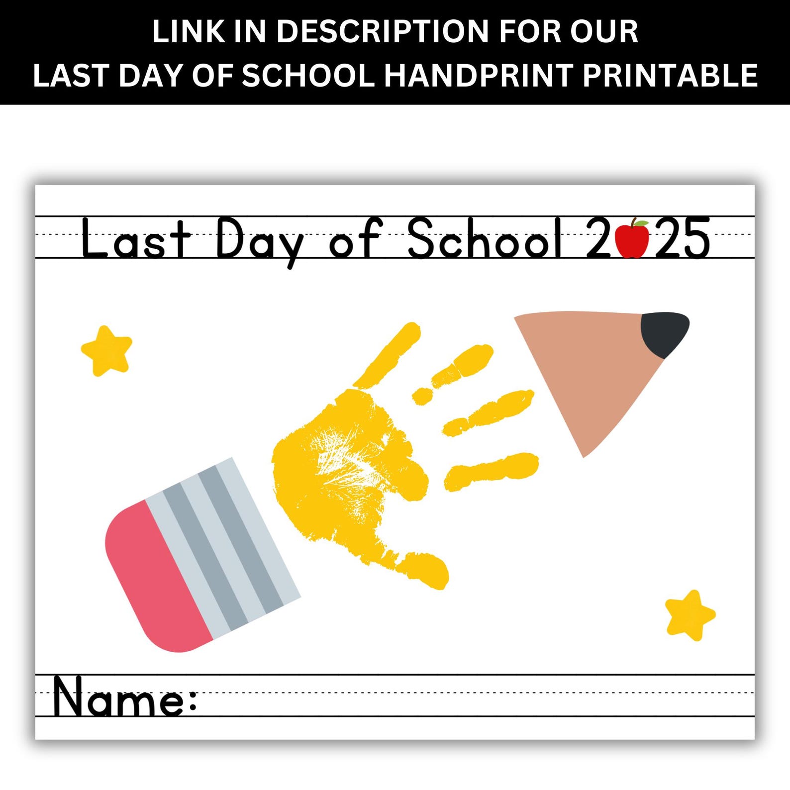 First Day of School Handprint Craft: Pencil Keepsake (PDF Download ...