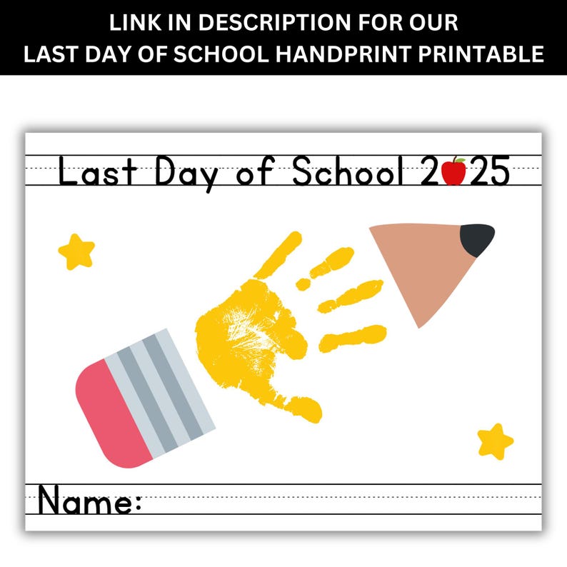 First Day of School Handprint Craft: Pencil Keepsake (PDF Download ...