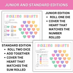 Valentine's Day Printable Games, Classroom Valentine Party, Rolling ...