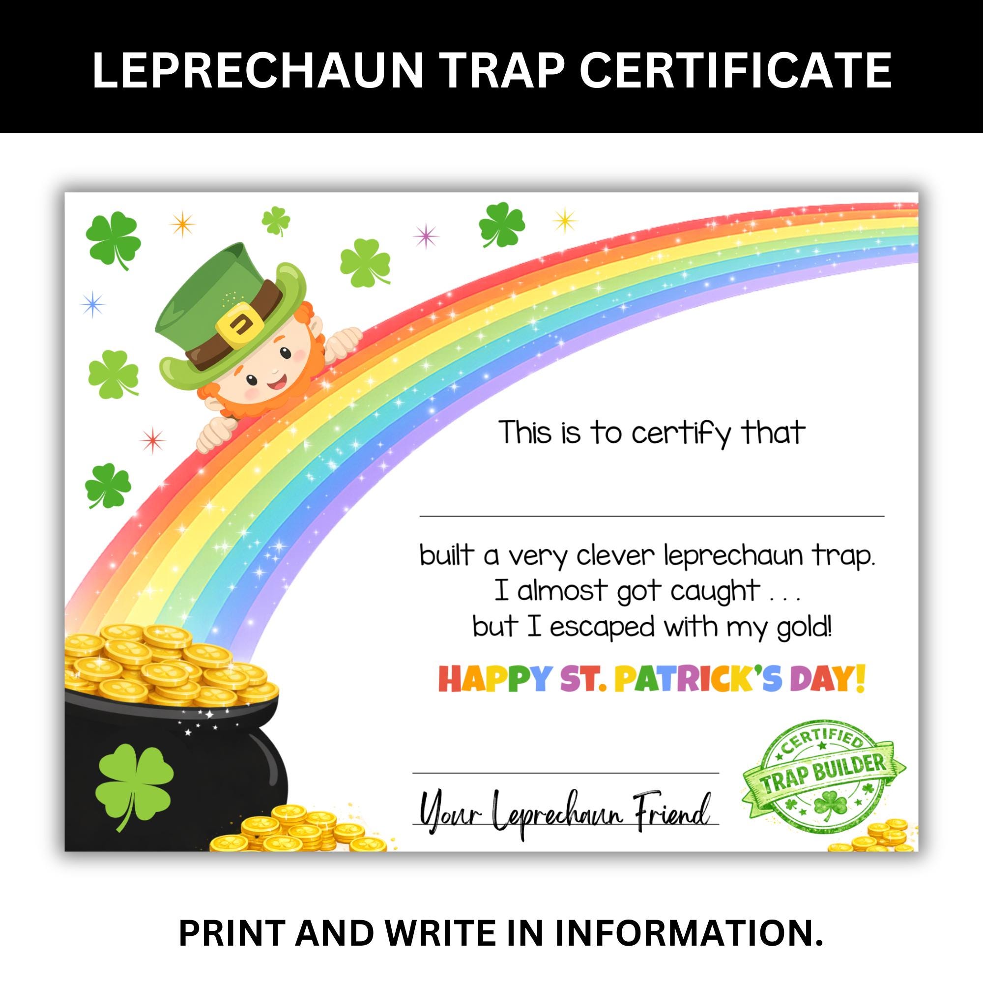 Leprechaun Letter & Certificate Printable | St. Patrick's Day Note ...