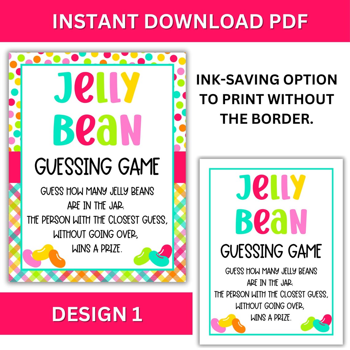 Jelly Bean Guessing Game Printable: Easter, Baby Shower, Classroom (PDF ...