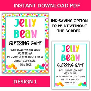 Jelly Bean Guessing Game Printable: Easter, Baby Shower, Classroom (PDF ...
