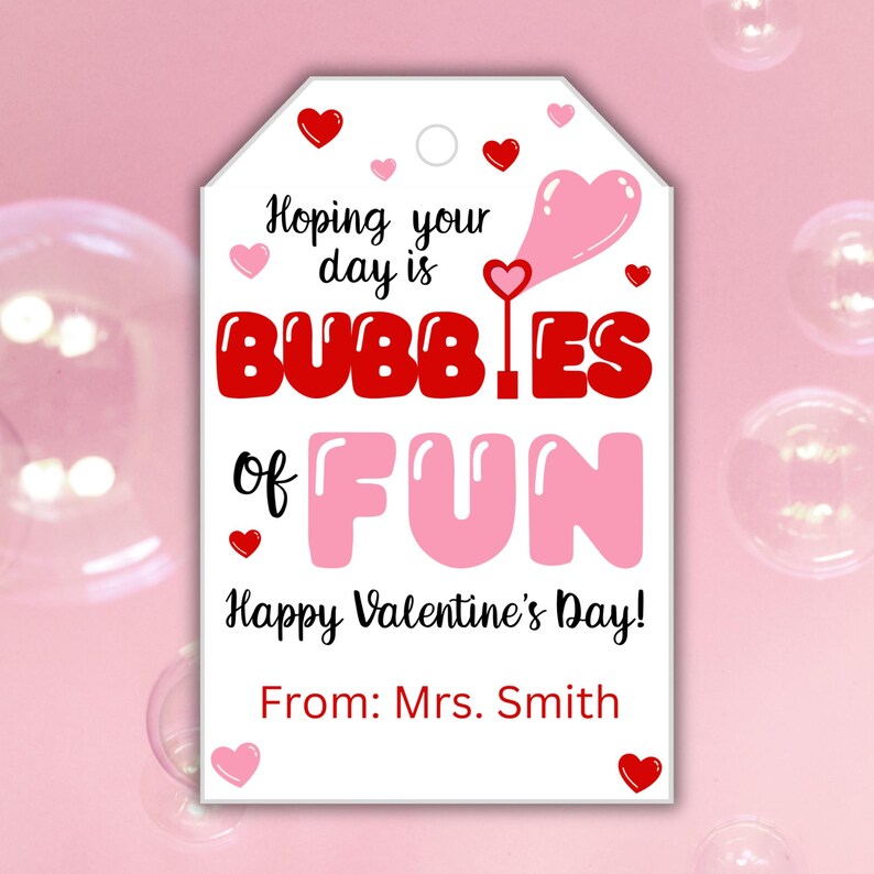 Bubbles Valentine Tag Printable | Bubble Valentine Gift for Kids - Etsy