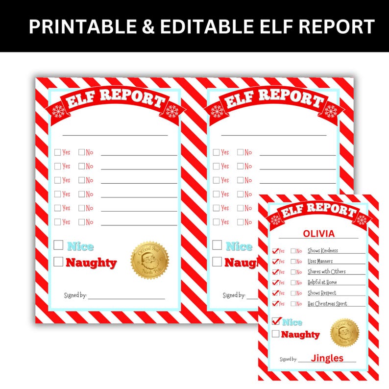 Elf Letter Set Printable and Editable | Arrival, Goodbye, Santa ...