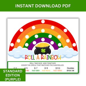 Roll a Rainbow Game - St. Patrick’s Day Printable - Instant Download ...