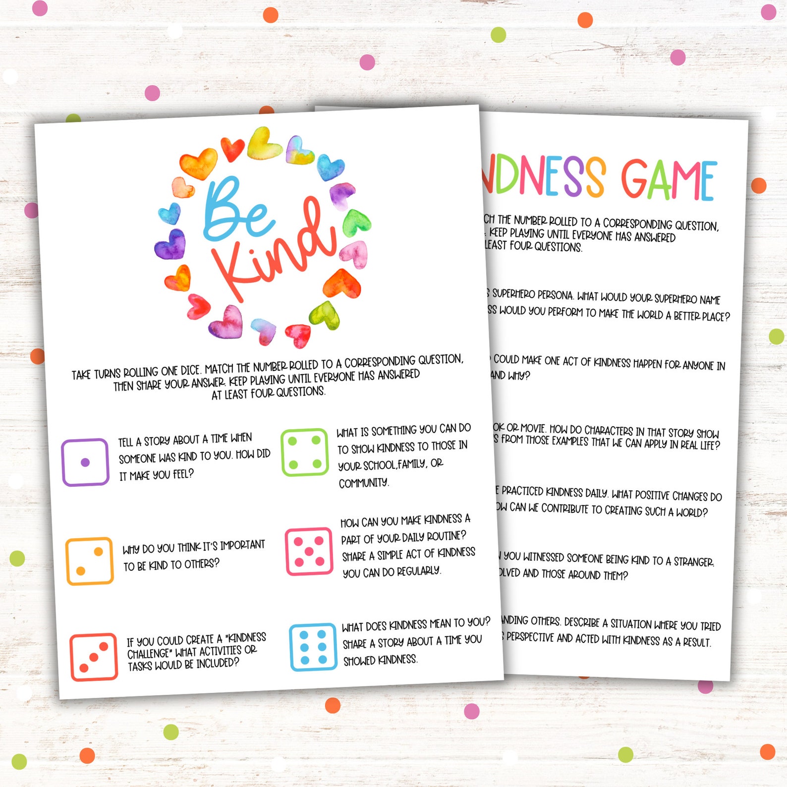 Kindness Game Printable | Fun Dice Game for Kids & Adults | Instant ...