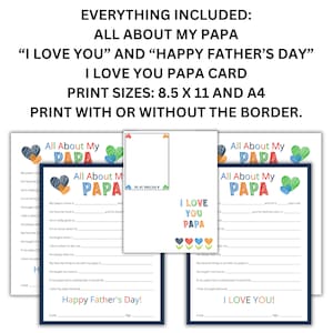 All About My Papa Printable – Father's Day Keepsake (PDF) - Etsy