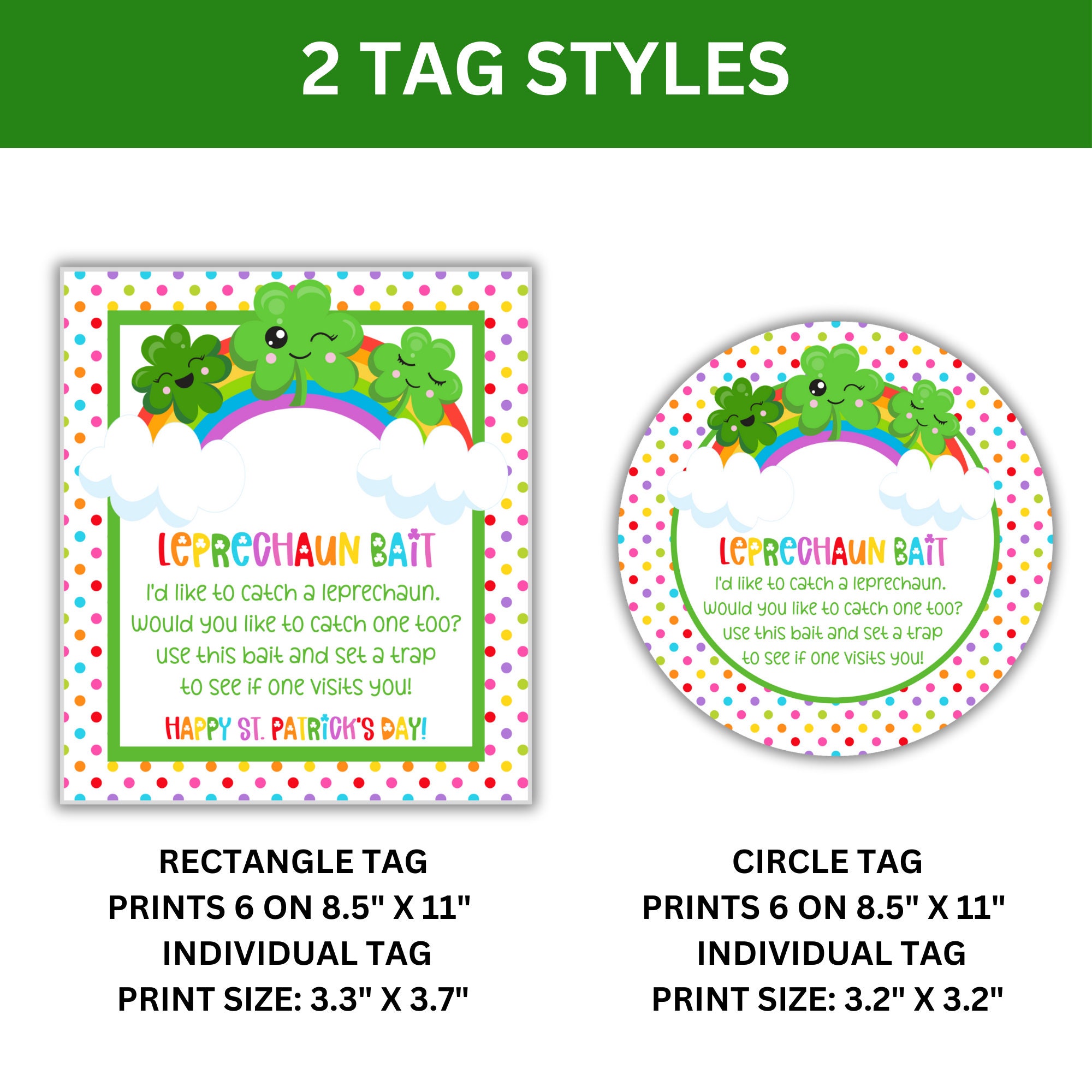 Leprechaun Bait Gift Tags, Printable St. Patrick's Day Treat Labels ...