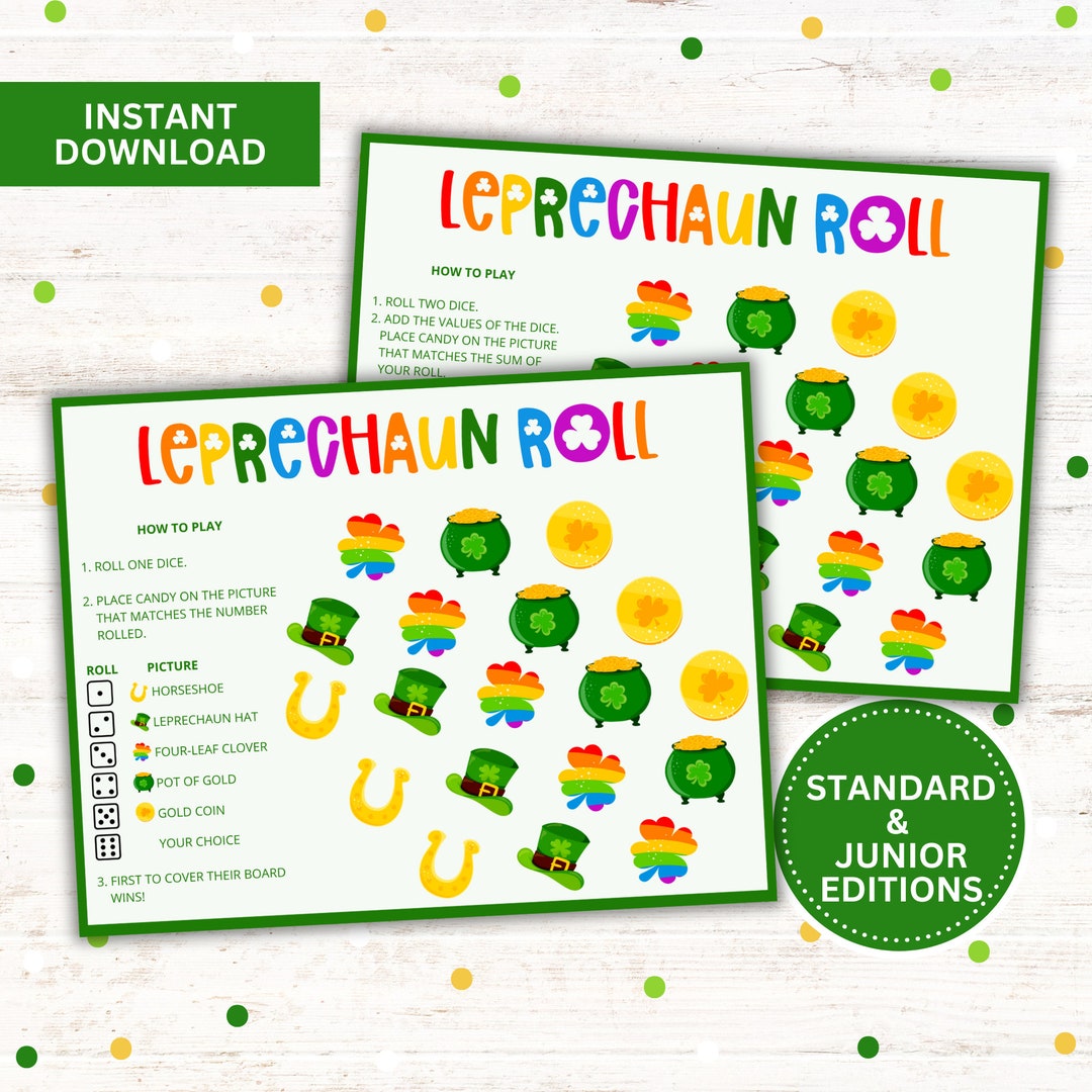 Leprechaun Roll St. Patrick's Day Game, Kids St. Patrick's Day Math ...