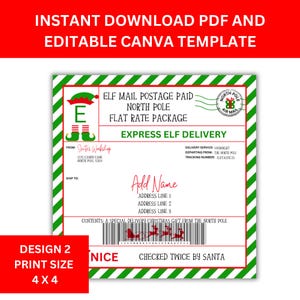 Elf Mail Printable Christmas Label, Santa Shipping Label, North Pole ...