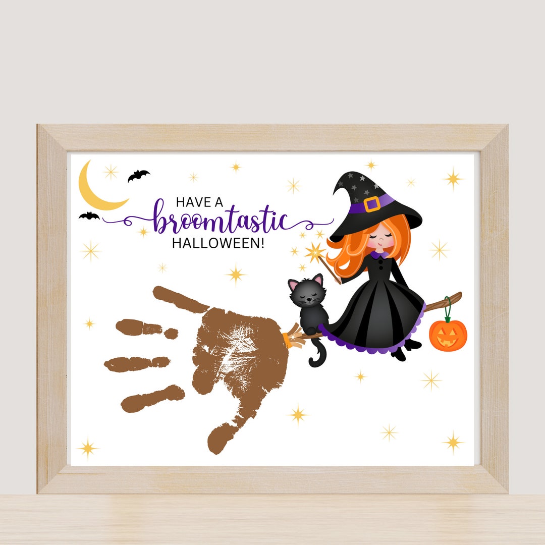Halloween Craft for Kids | Witch Broomstick Handprint Printable ...