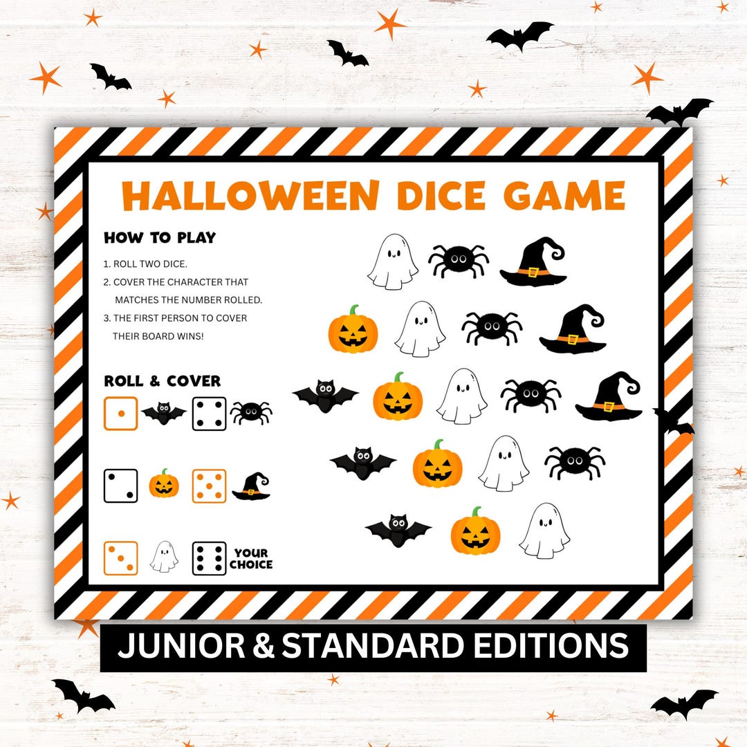 Printable Halloween Dice Game PDF, Classroom Party Activity, Kids Math ...