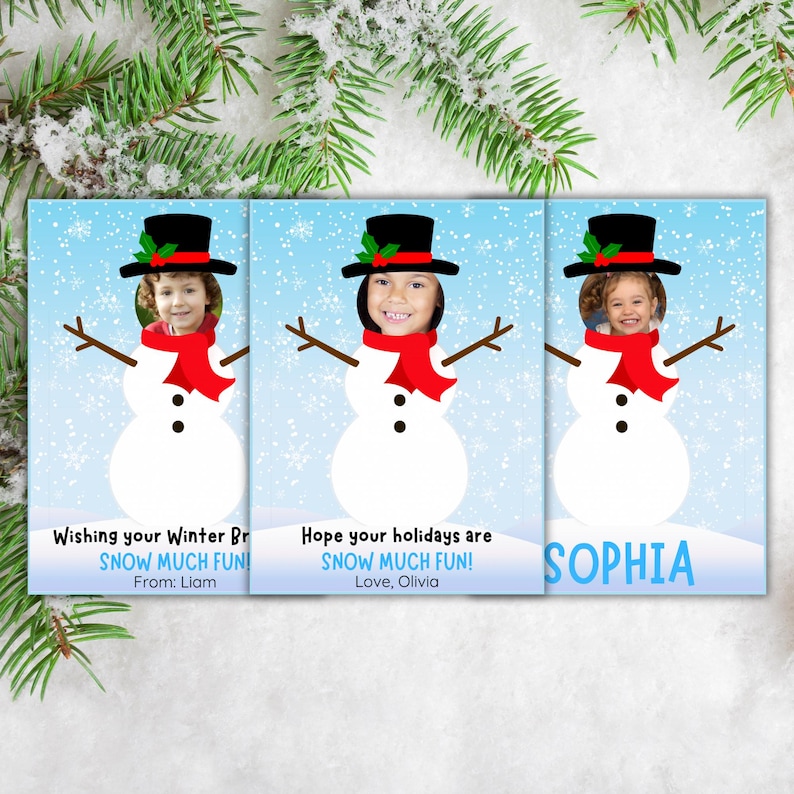 Editable Snowman Gift Tag | “snow Much Fun” Holiday Template | Photo ...