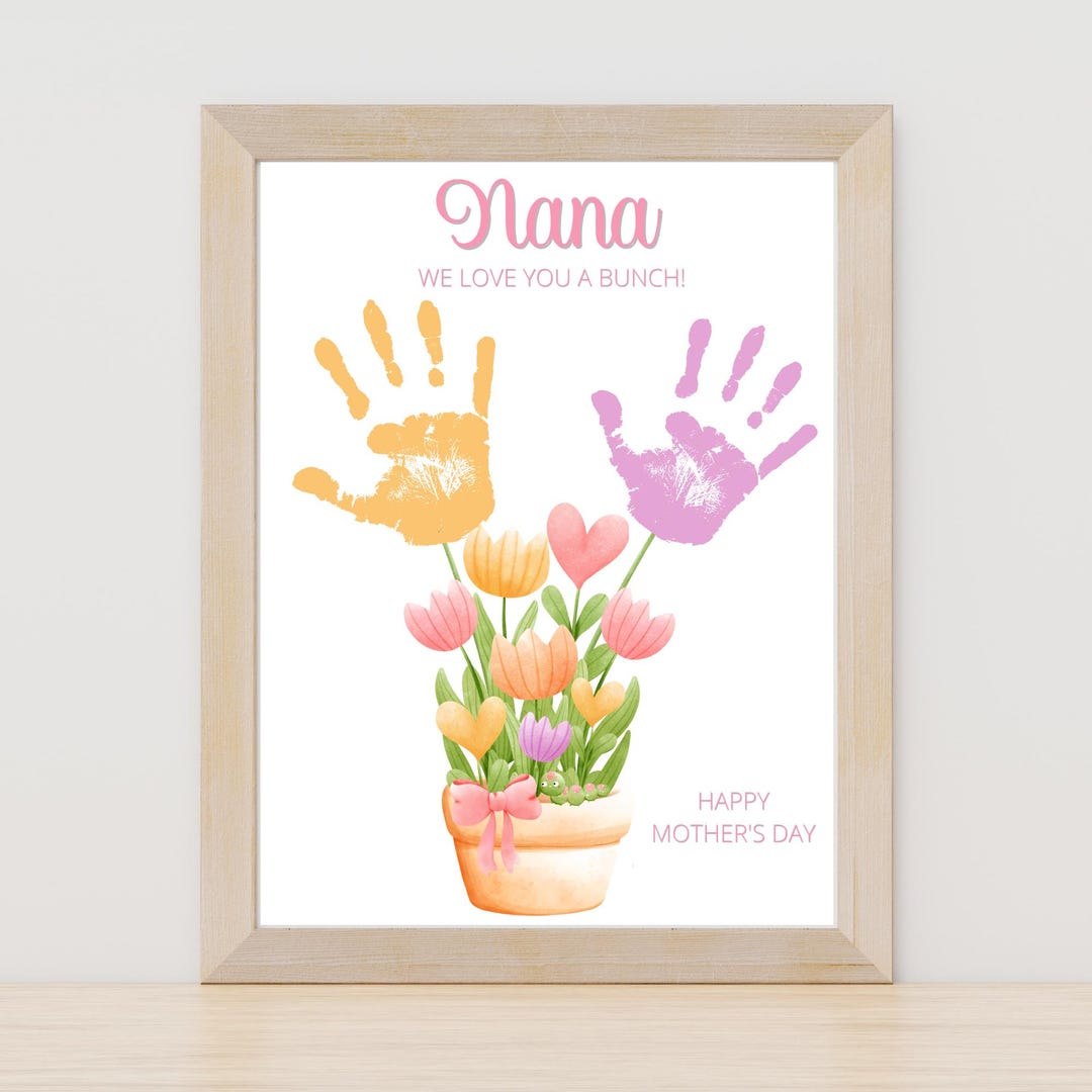 Nana Handprint Printable | Mother's Day Gift | Kids Flower Craft ...