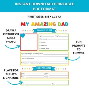 My Amazing Dad Father's Day Printable | Instant Download PDF and JPG ...